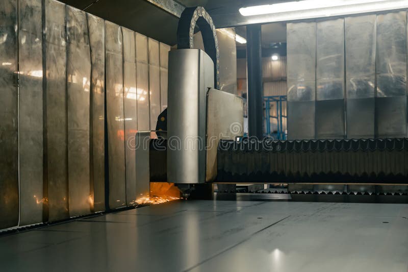 Heavy Industrial Laser Cutting Machine during Massive Metal Sheet ...