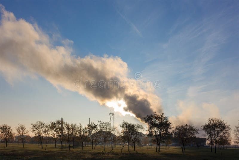 Heavy industrial pollution stock photo. Image of pipe - 104043542