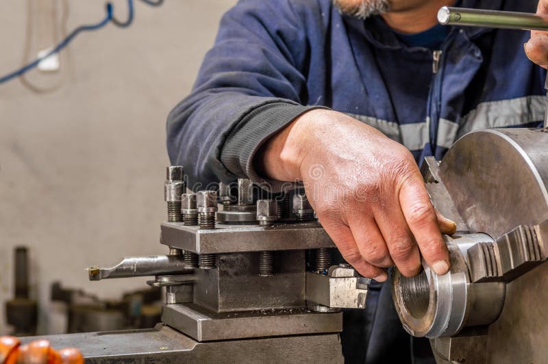 Heavy Industrial Worker Operator Working with Lathe Machine Stock Photo ... Heavy Industrial Worker Operator Working with Lathe Machine Stock Photo ...