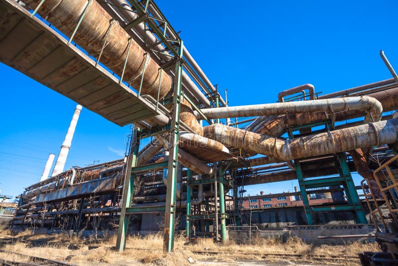 Factory pipelines stock image. Image of iron, global - 19213849