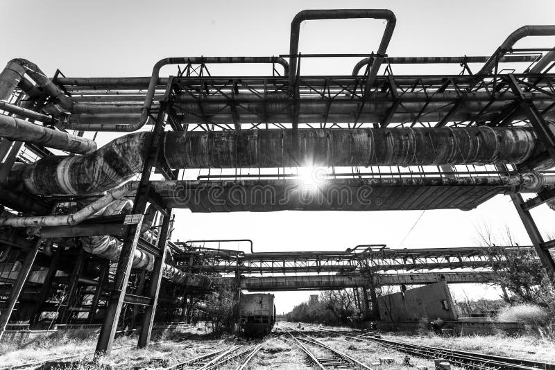 Factory pipelines stock image. Image of iron, global - 19213849