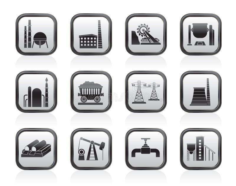 Heavy industry icons stock vector. Illustration of icon - 23939761