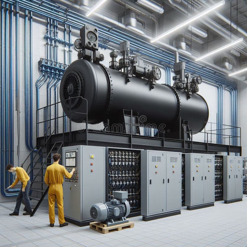 Heavy Industry Inside: Air Compress Process Machinery. Stock ...