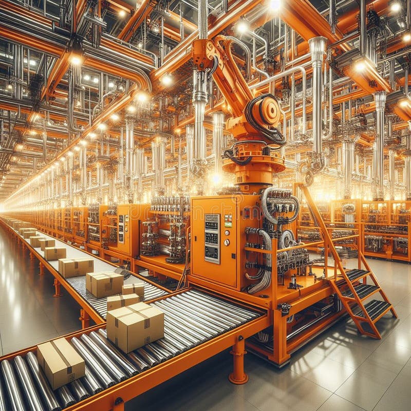 Heavy Industry Inside: Automatic Packing Line Machinery. Stock ...