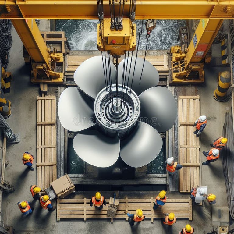Heavy Industry Inside: Mechanical Work on a Large Propeller. Stock ...