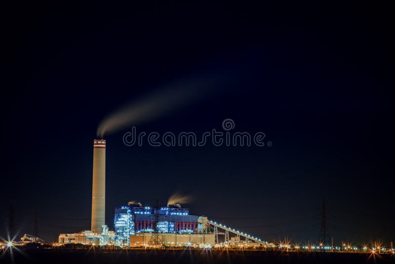 Heavy Industry Plant at Night Scene Stock Image - Image of petroleum ...