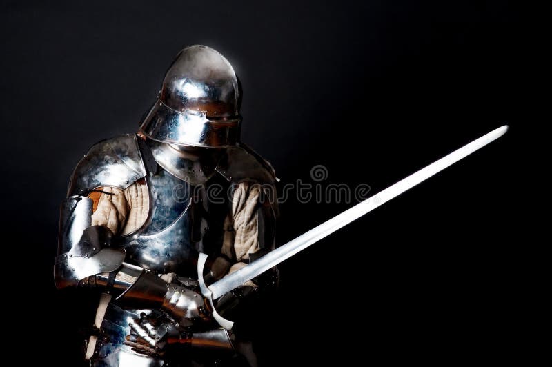 Heavy Knight in Combat Position Stock Photo - Image of decoration ...