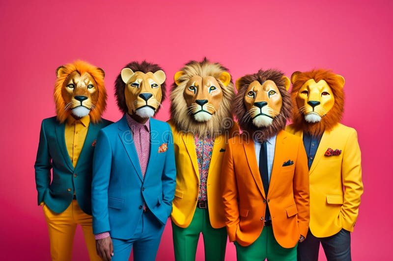 Heavy Lion Mob Pack Anthropomorphic Vibrant Colors, Generative AI Stock ...
