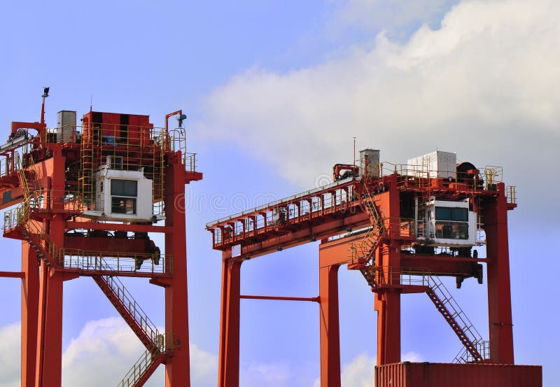 Portal Jib Crane and Cargo Containers Stock Photo - Image of export ...