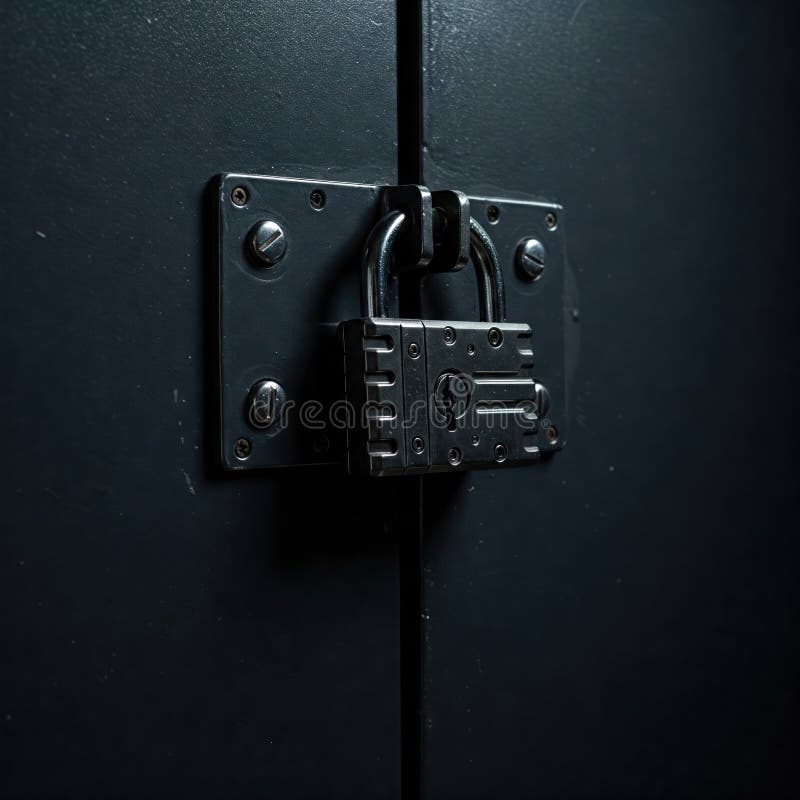 Heavy Lock on a Closed Metal Door. Stock Image - Image of safetylock ...