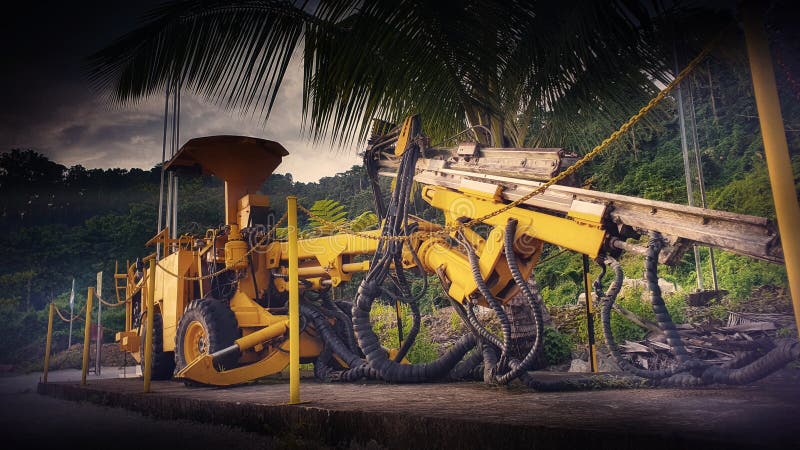 Heavy Machine Stone Driller Stock Photo - Image of evening, wood: 266942670