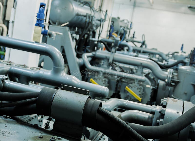 Modern Ship Engine Machinery And Industrial Spaces Stock Photo - Image ...