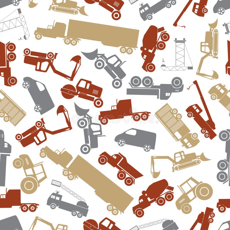 Heavy Machinery Color Seamless Pattern Stock Vector - Illustration of ...