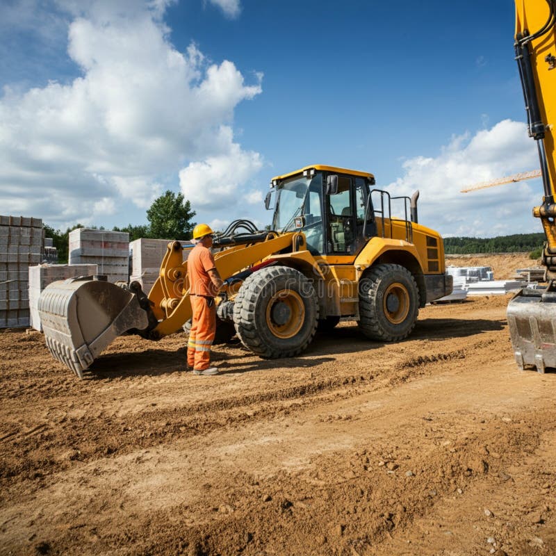 Heavy Machinery at a Construction Site Features a Yellow Front-end ...
