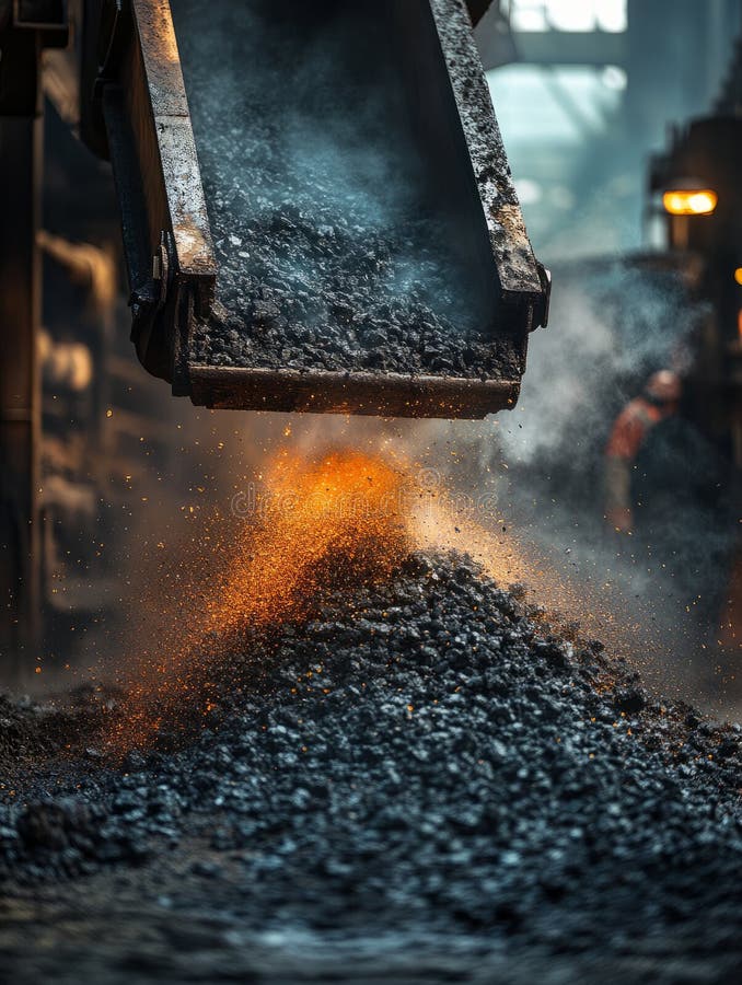 Heavy Machinery Dumping Coal in an Industrial Setting Stock Image ...