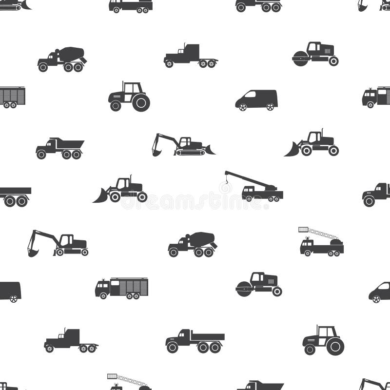 Heavy Machinery Icons Seamless Pattern Stock Vector - Illustration of ...