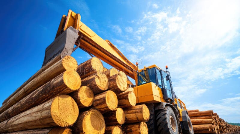 Heavy Machinery Loading Logs for Forestry Operations Under Clear Sky ...