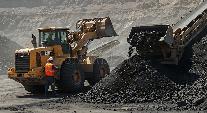 Heavy Machinery and Mining Operation with Coal and Industrial Equipment ...