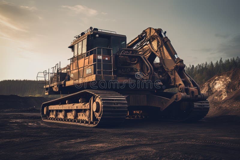 Heavy Machinery in the Mining Quarry, Coal Industry. Generative AI ...