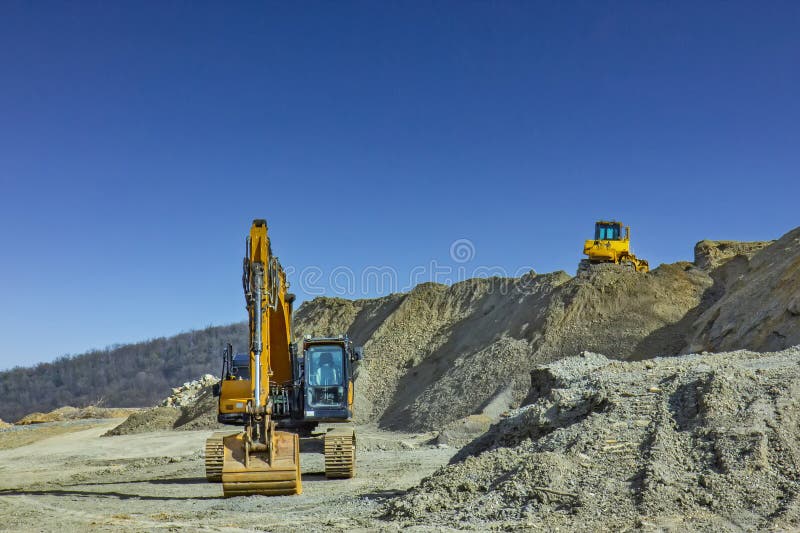 Heavy Machinery at a Old Quarry Stock Photo - Image of construction ...