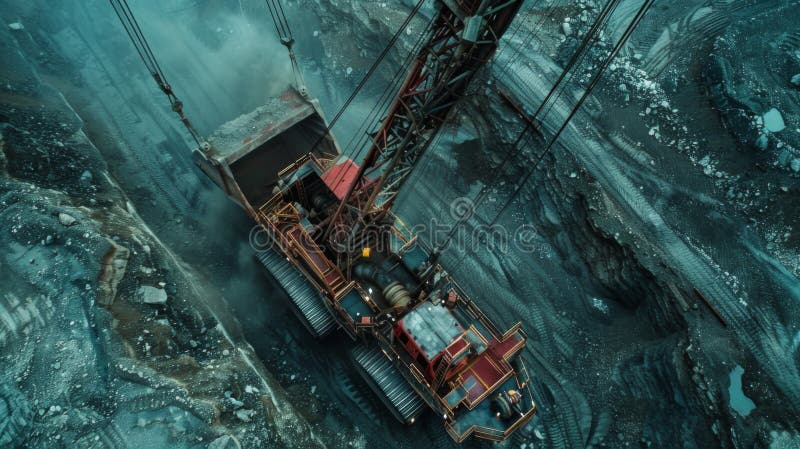 Heavy Machinery Operates in an Open Pit Mining Site during Daylight ...