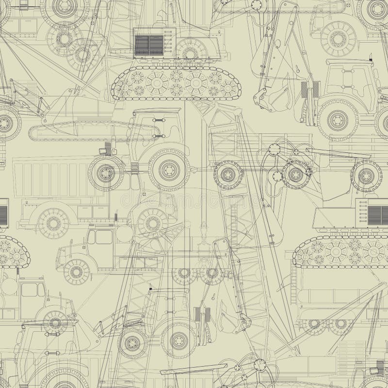 Heavy machinery pattern stock vector. Illustration of pattern - 73005676