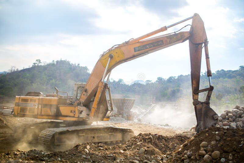 Heavy Machinery at the Quarry Stock Image - Image of crusher, dredge ...