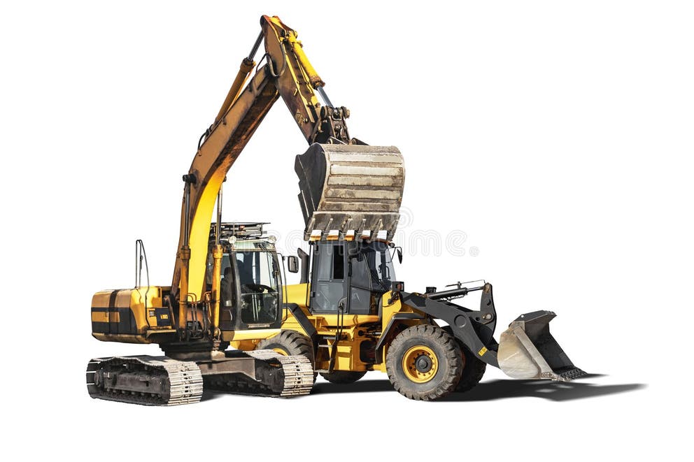 Heavy Machinery for Rent Stands Isolated, Ready for Construction ...