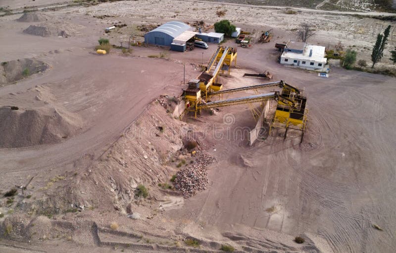 Heavy Machinery in a Stone Quarry. Aerial View, High Angle Editorial ...