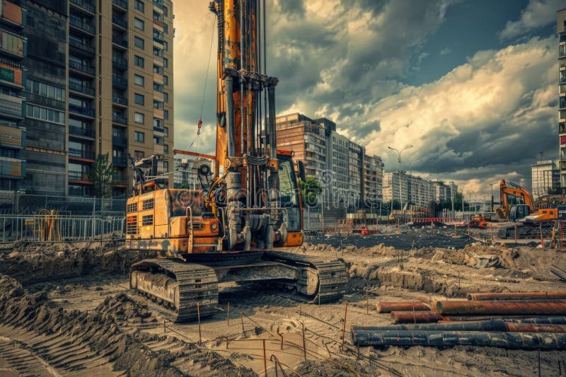 Heavy Machinery and Tools at a Construction Site Stock Photo - Image of ...
