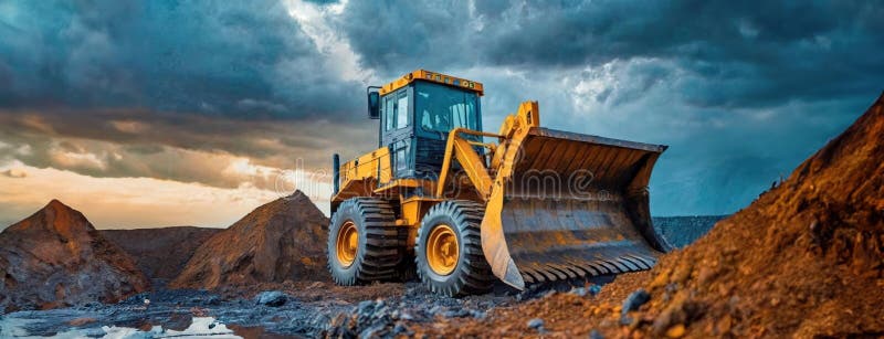 Heavy Machinery at Work in an Expansive Mining Operation. the Massive ...