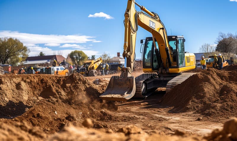 A Heavy Machinery at Work Unearthing Soil for Construction Projects ...