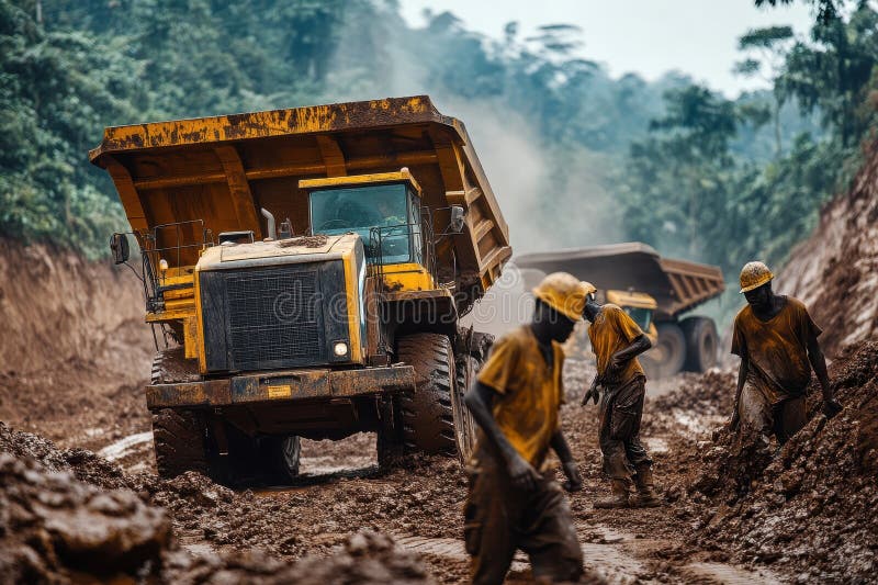 Heavy Machinery and Workers in Action at a Construction Site ...