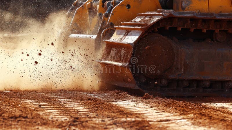 Heavy Machinery Working on Dusty Terrain Stock Illustration ...