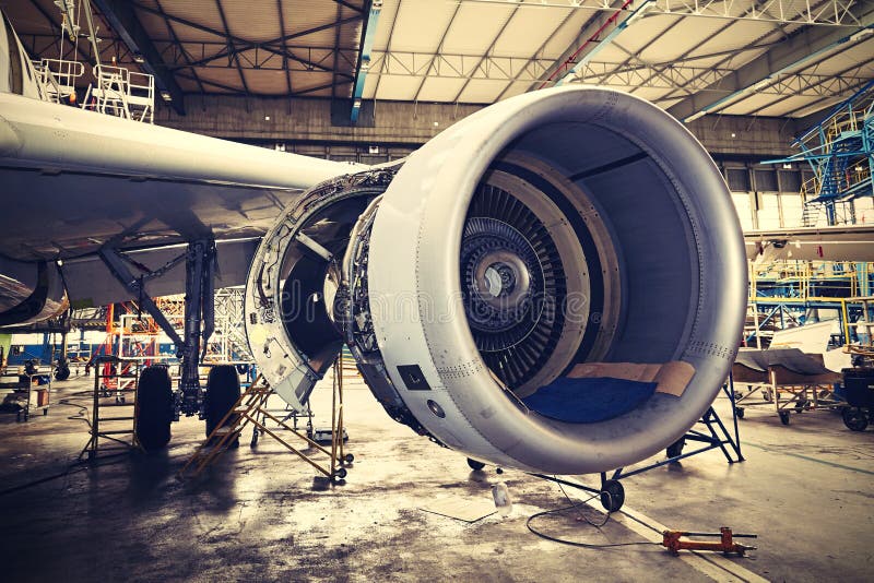Aircraft Engine Maintenance Stock Image - Image of fixing, repair: 1087023