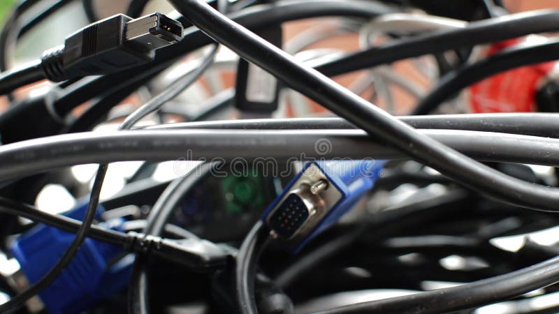 Heavy Mess of Computer Cables Stock Photo - Image of computer, cable ...