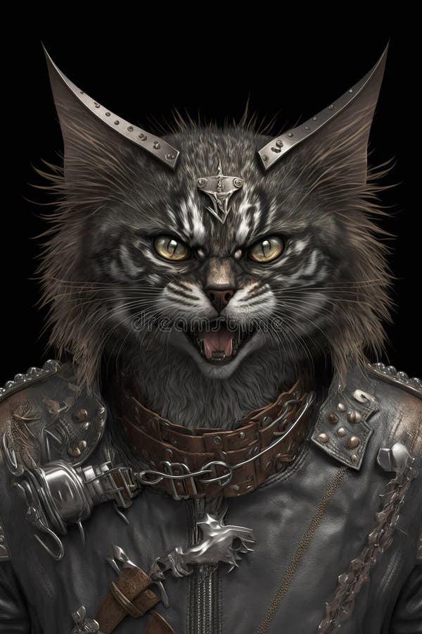 Heavy metal cat portrait stock image. Image of stylish - 270829753