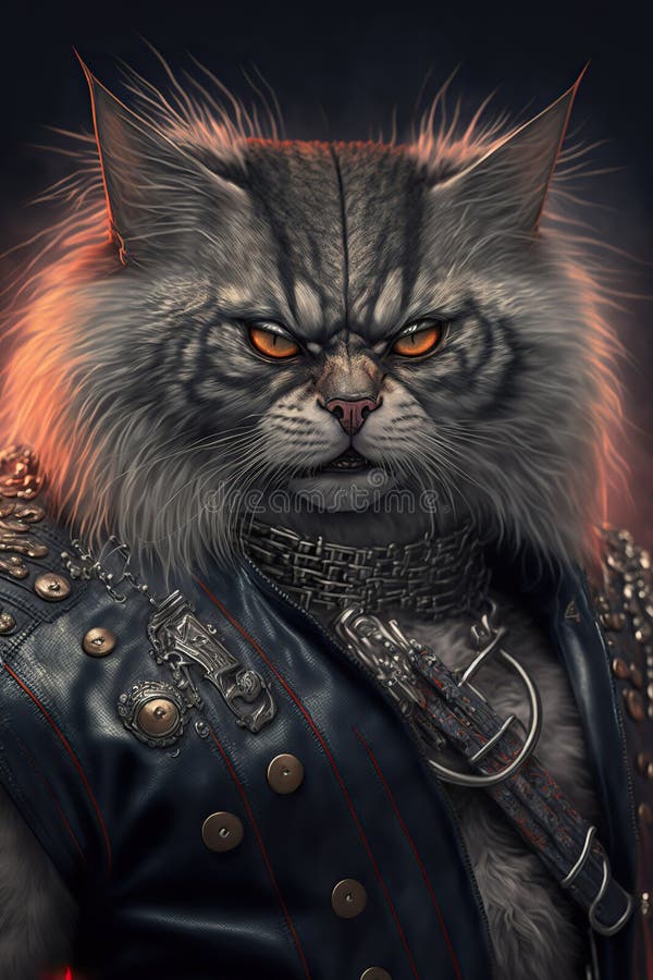 Heavy metal cat portrait stock photo. Image of metal - 270829754