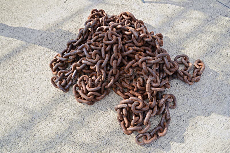 Metal Chains for Boat on Concrete Ground Stock Image - Image of ...