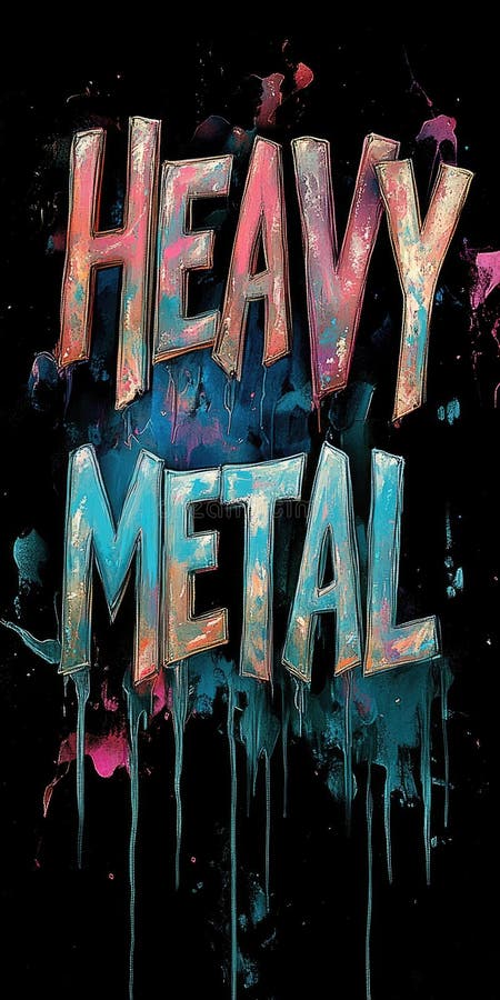 Heavy Metal Colorful Text Dripping Paint Graphic Design Stock ...