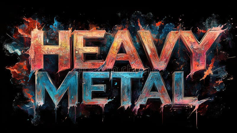 Heavy Metal Colorful Text Dripping Paint Graphic Design Stock ...