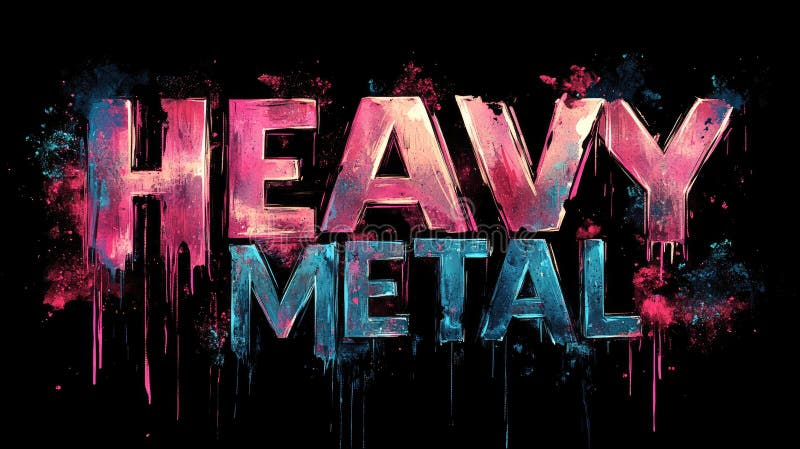 Heavy Metal Colorful Text Dripping Paint Graphic Design Stock ...