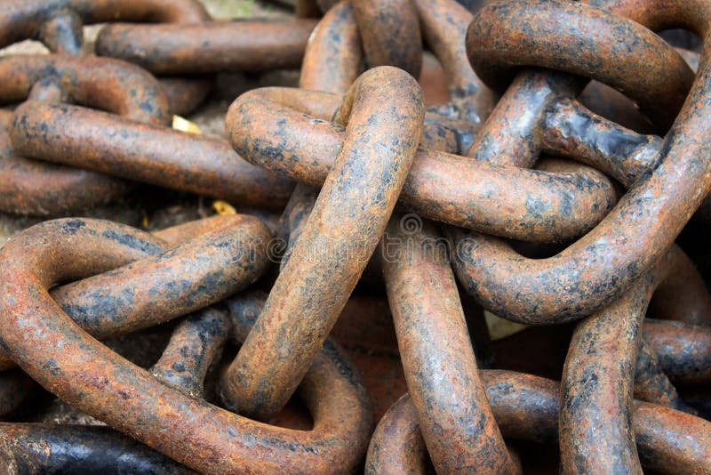 Heavy Metallic Randomly Arranged Chain with Orange Rust Stock Photo ...