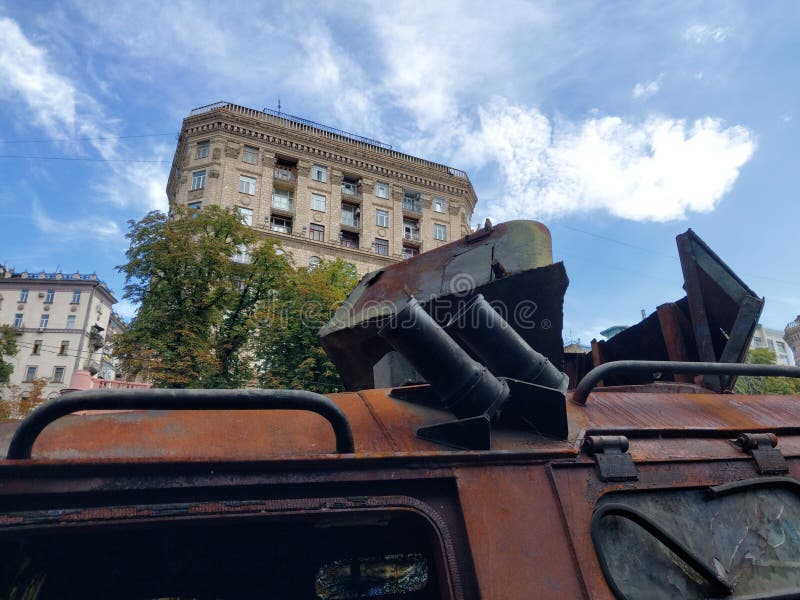 Heavy Military Equipment Destroyed in Battle Stock Photo - Image of ...