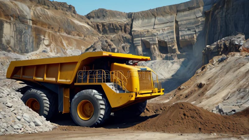 Heavy Mining Dump Trucks Driving Along the Opencast Stock Footage ...