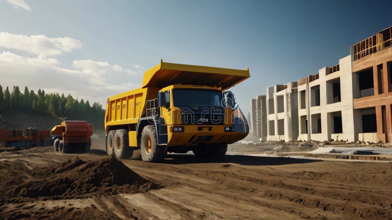 Heavy Mining Dump Trucks Driving Along the Opencast Stock Video - Video ...