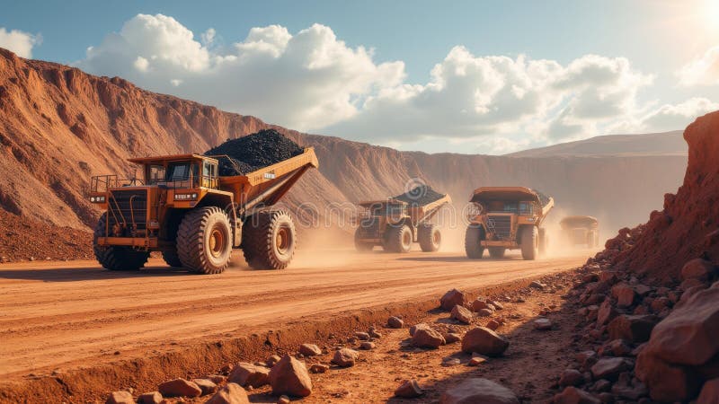 Heavy Mining Equipment Operations in Rugged Terrain Digital Art ...