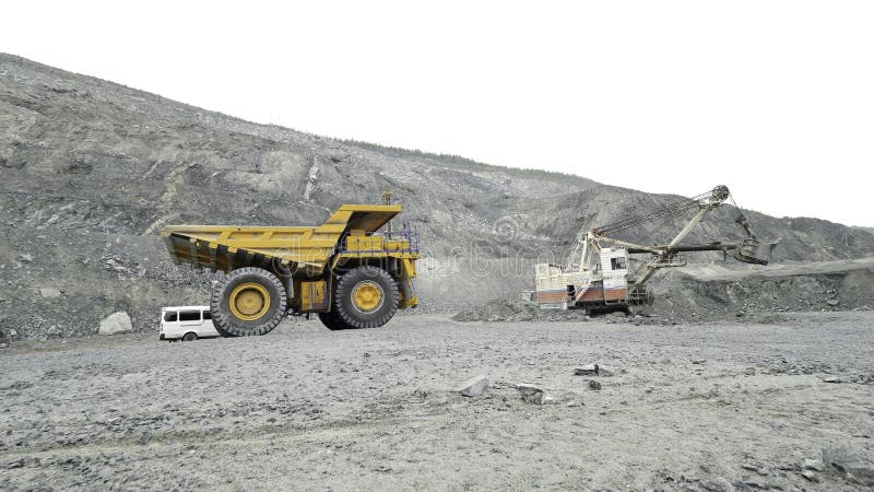 Heavy Mining Trucks Moving Limestone Quarry Equipment Stock Photos ...