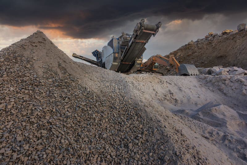 Stone Crusher Machine in a Quarry or Open-pit Mine, To Transform into ...