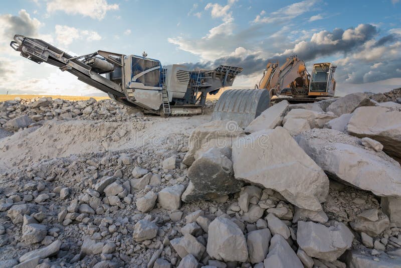 Stone Crusher Machine in a Quarry or Open-pit Mine, To Transform into ...